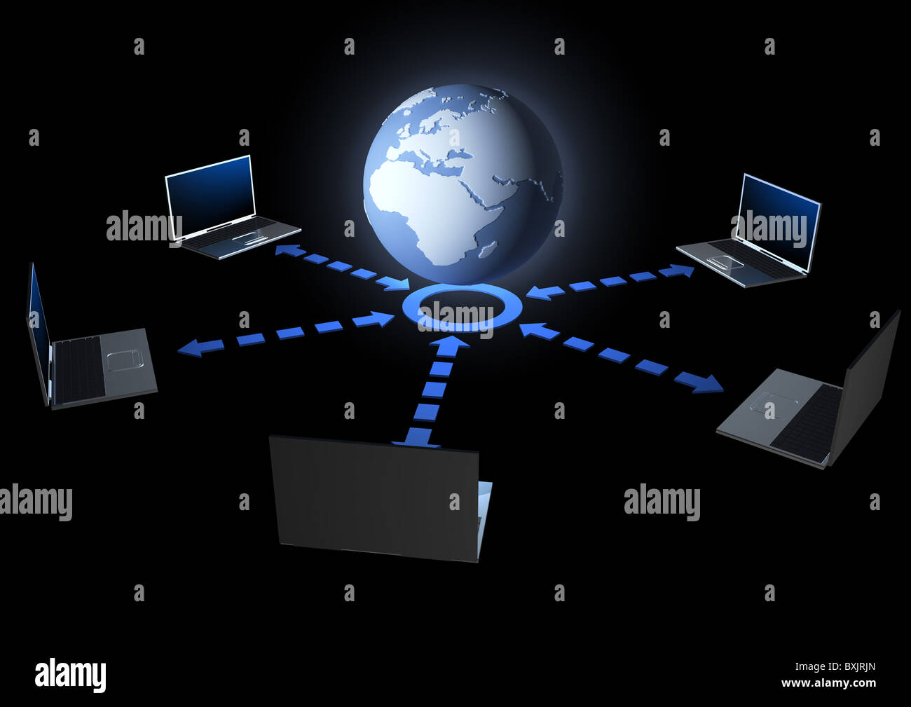 Laptop connected to each other Stock Photo - Alamy