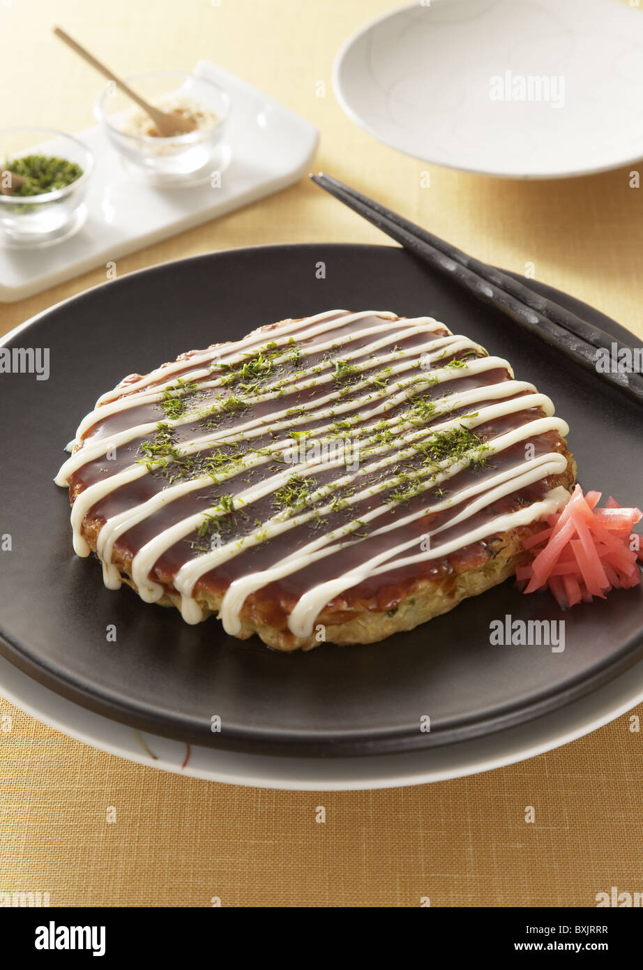 Japanese pancake, Okonomiyaki Stock Photo - Alamy