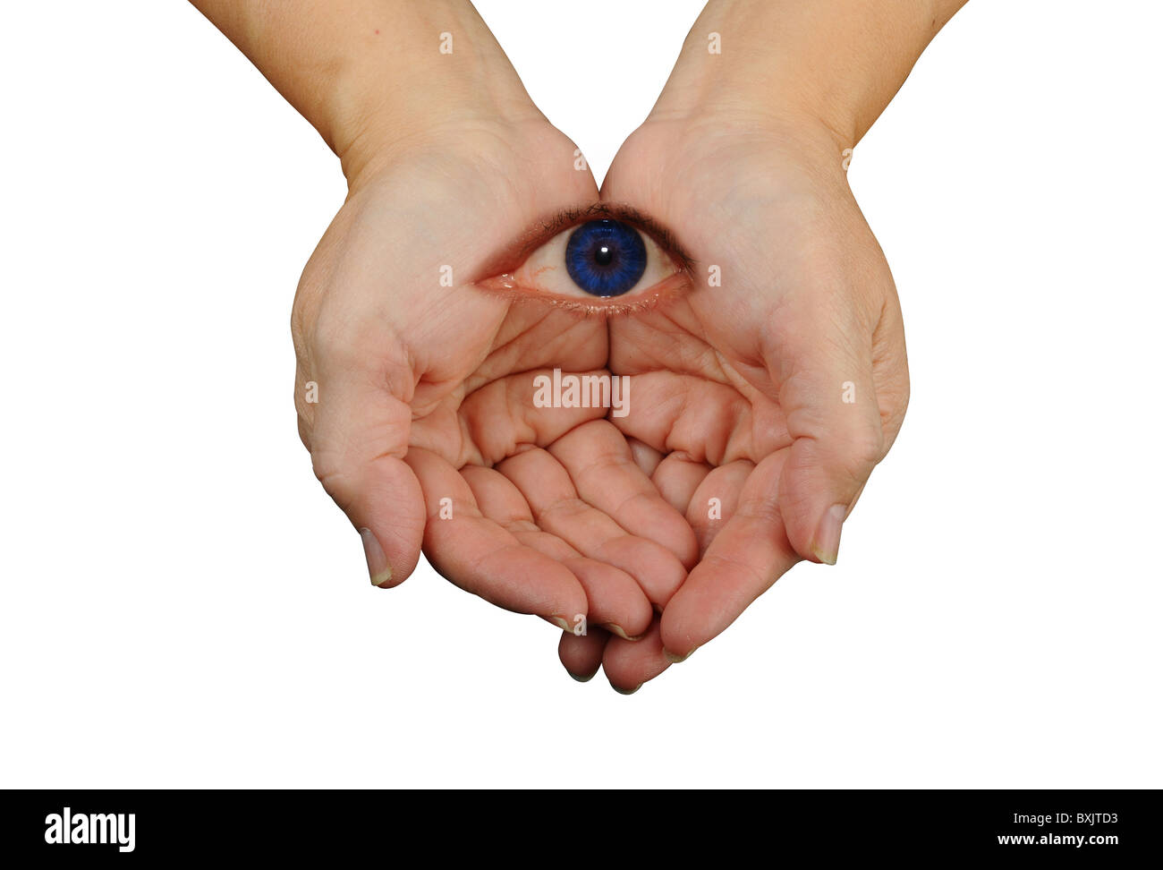 Eye in the palm of your hands Stock Photo - Alamy