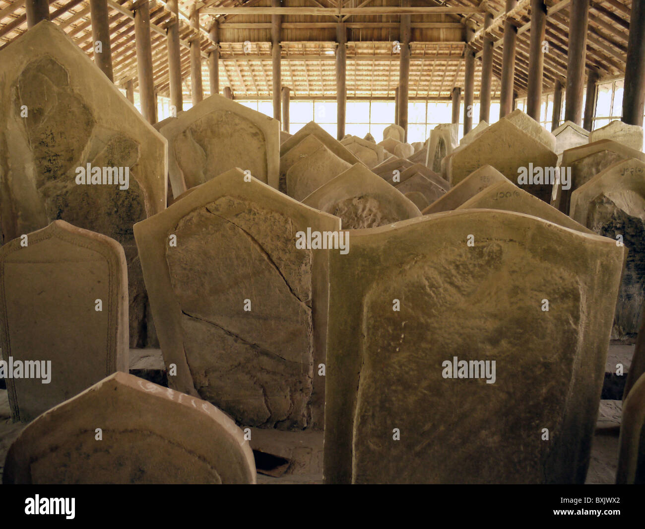 Collection of carved headstones at Mandalay Palace Compound, Mandalay ...