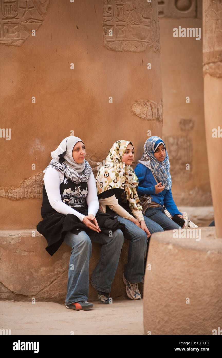 Egypt. Women wearing hijabs, Temple of Karnak Stock Photo - Alamy