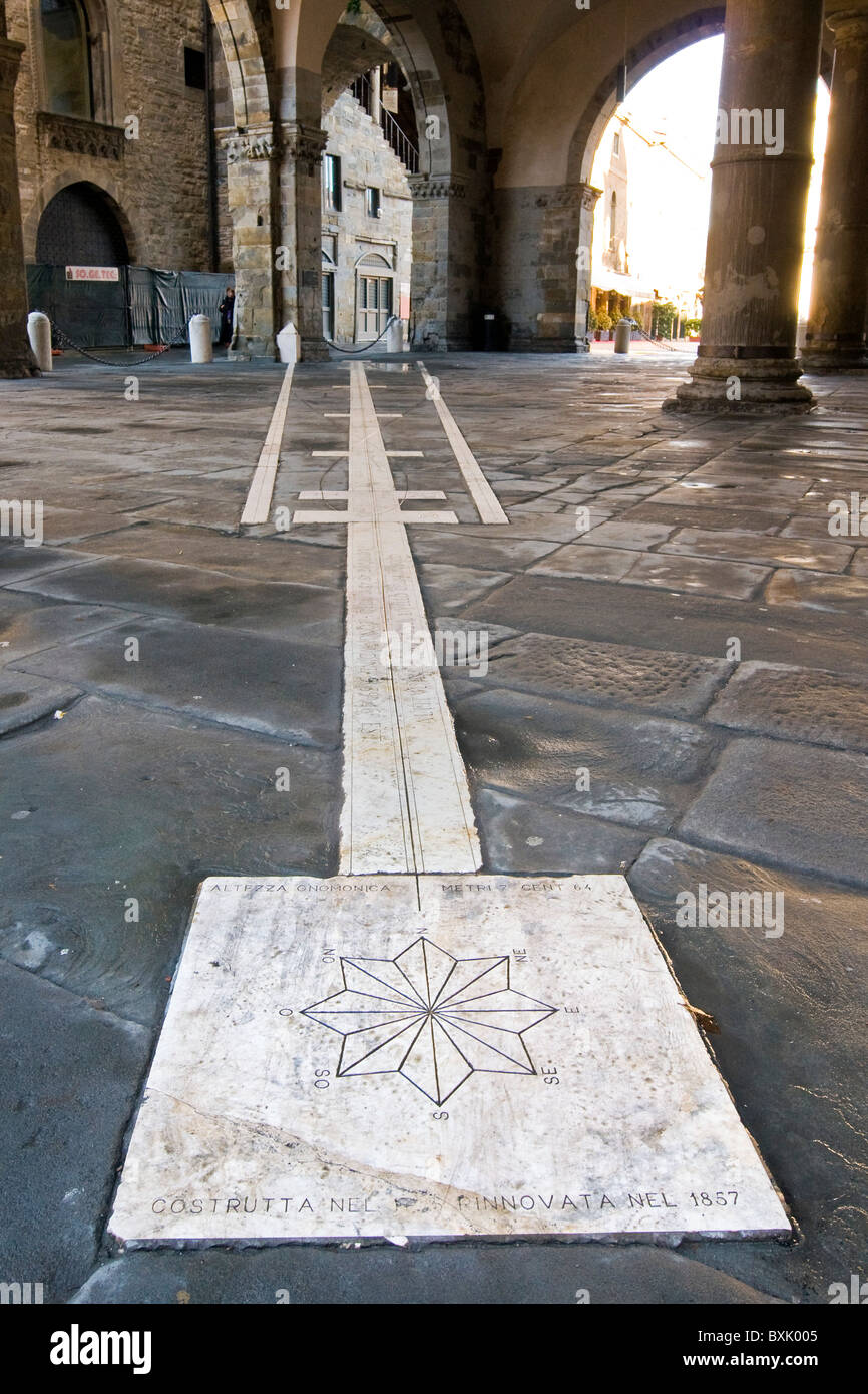 Ancient system of measurement to the floor, Bergamo, Italy Stock Photo ...
