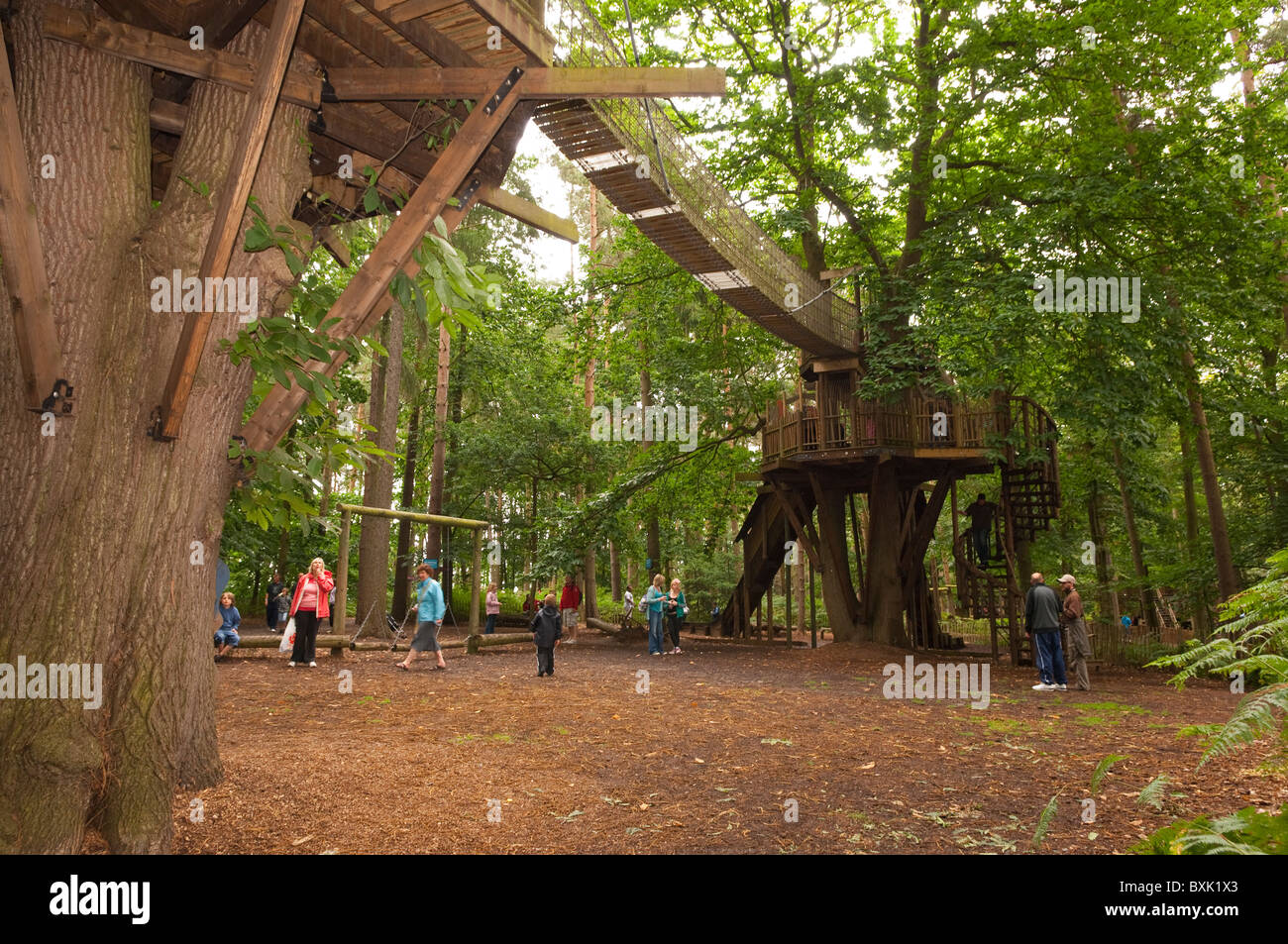 Visitors at Bewilderwood adventure park in Hoveton , Norfolk , England ...