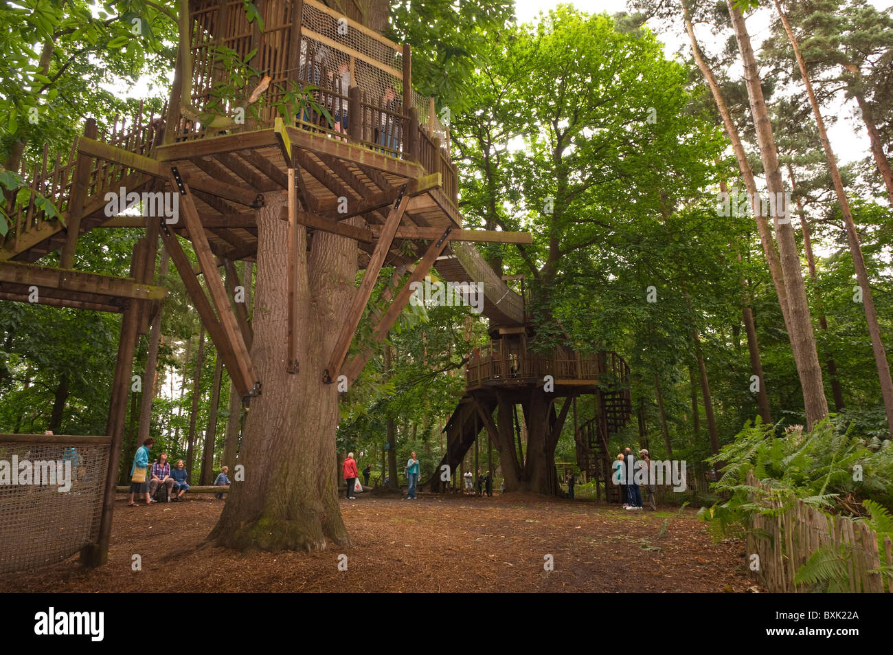 Visitors at Bewilderwood adventure park in Hoveton , Norfolk , England ...