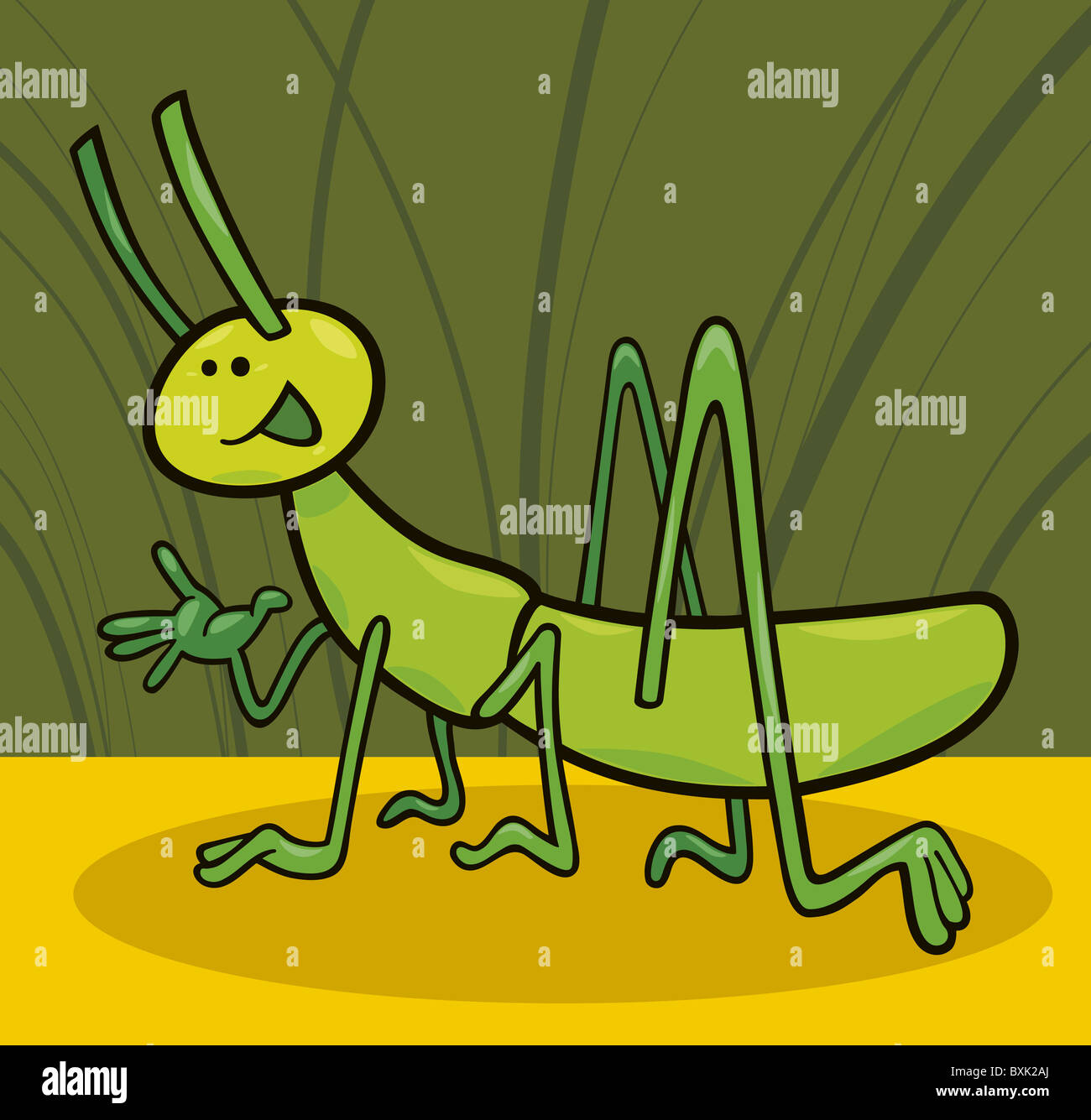 cartoon illustration of funny grasshopper Stock Photo - Alamy