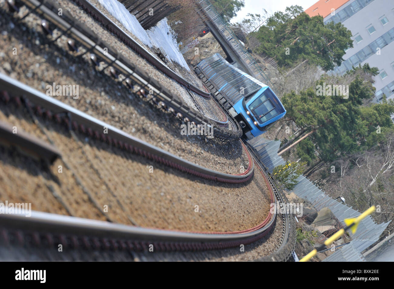 Subway train coming towards the camera Stock Photo - Alamy
