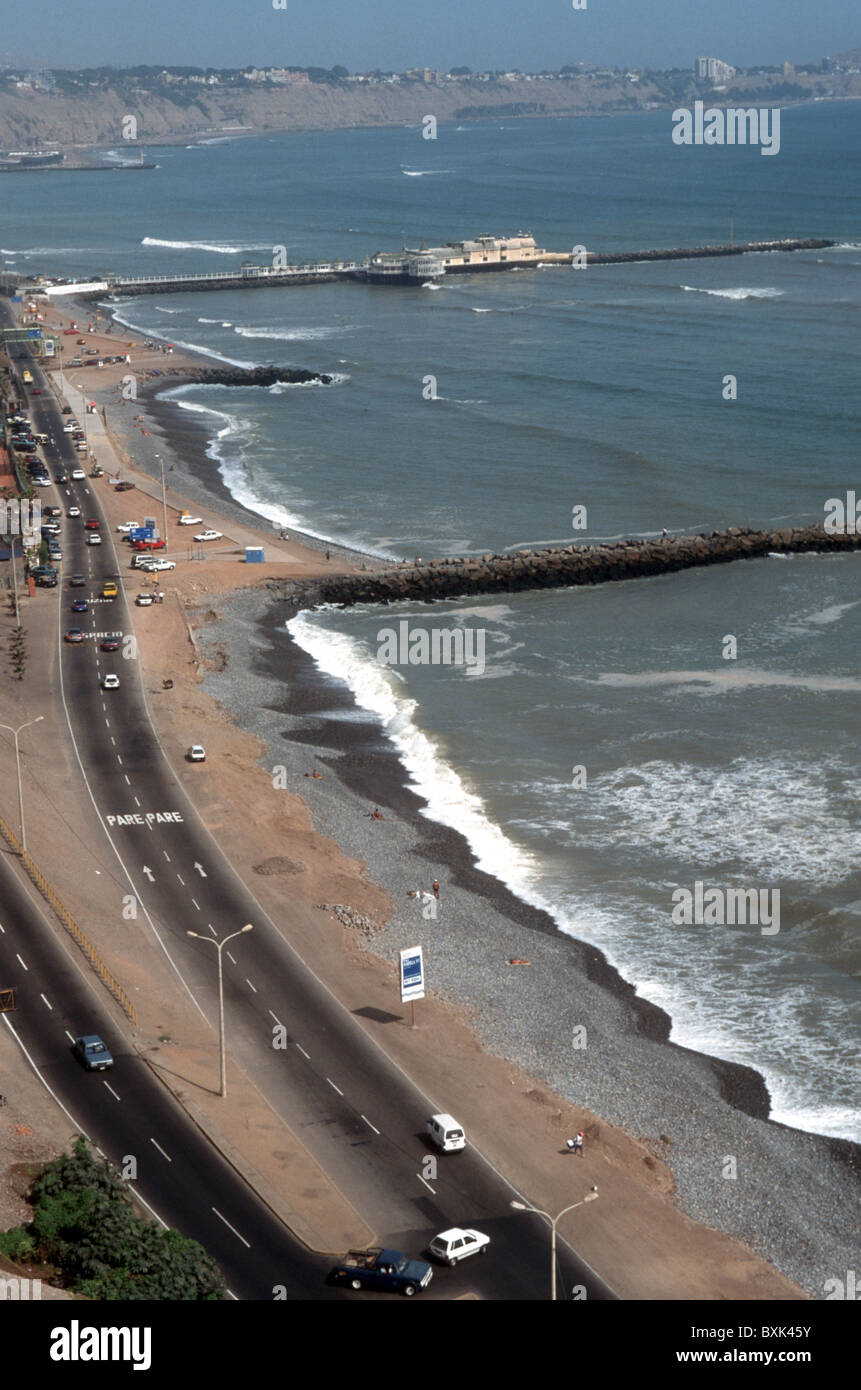PERU VIEW OF PACIFIC OCEAN BEACHES FROM MIRAFLORES IN LIMA Stock Photo ...
