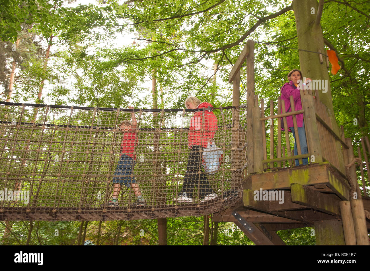 Visitors at Bewilderwood adventure park in Hoveton , Norfolk , England ...