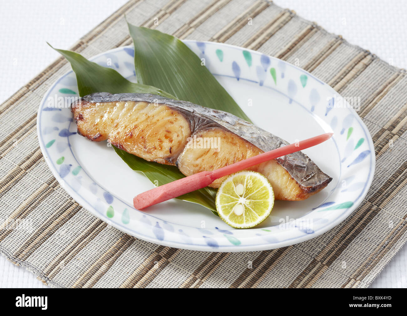 Grilled Japanese spanish mackerel fermented in Saikyou miso Stock Photo ...