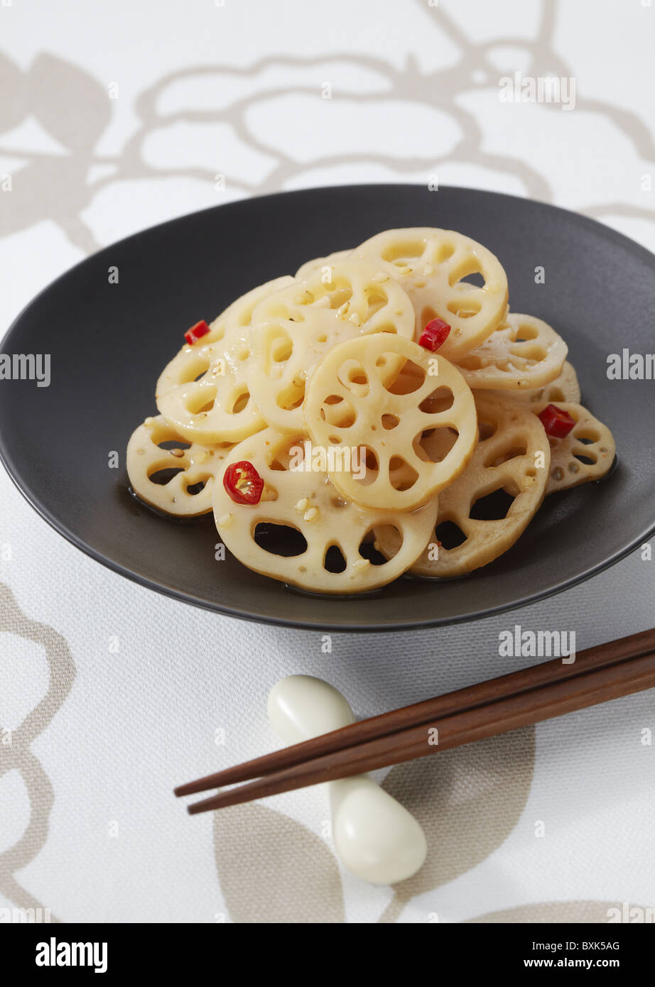 Lotus root kinpira Stock Photo - Alamy