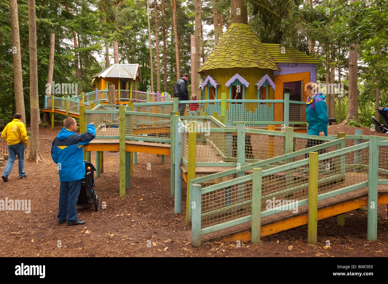 Visitors at Bewilderwood adventure park in Hoveton , Norfolk , England ...