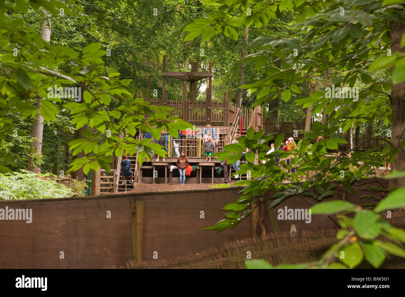 Visitors at Bewilderwood adventure park in Hoveton , Norfolk , England ...
