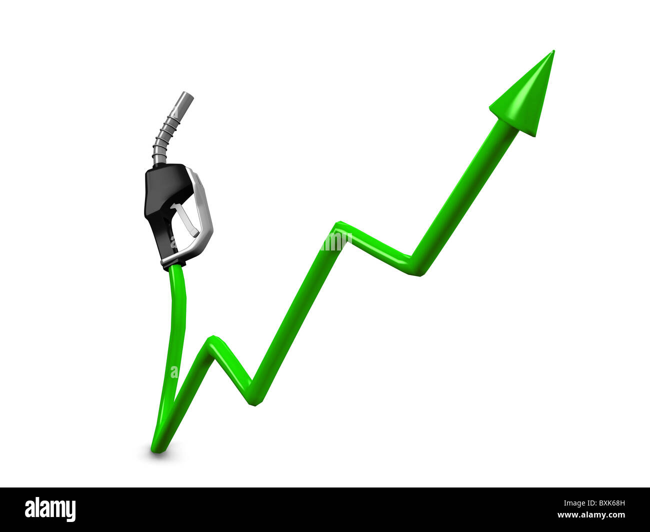 Oil price rise chart concept image, isolated on white background Stock ...