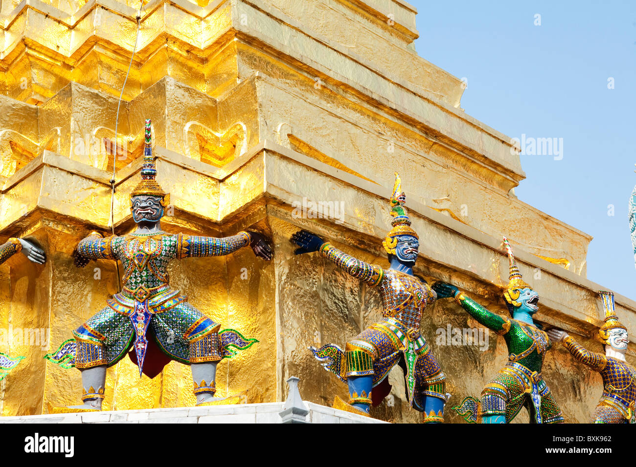 Statues characters from the Ramakien epic including monkeys and demons ...