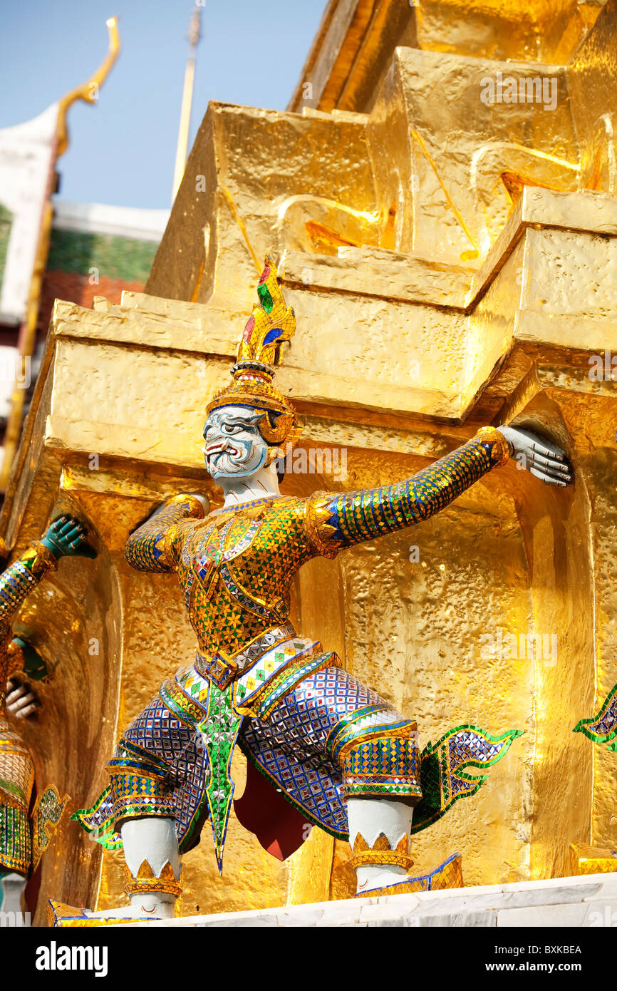 Statues characters from the Ramakien epic including monkeys and demons ...