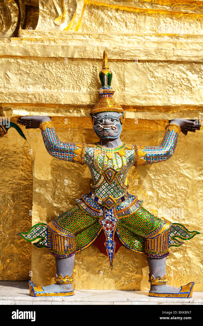 Statues characters from the Ramakien epic including monkeys and demons ...