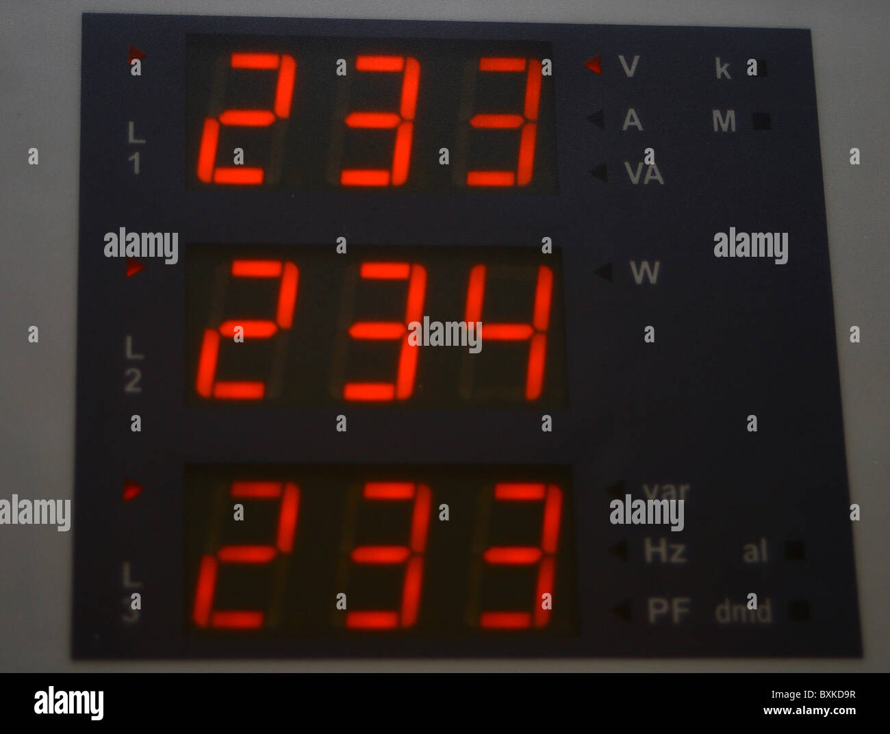 Wall mounted digital voltage indicator Stock Photo - Alamy