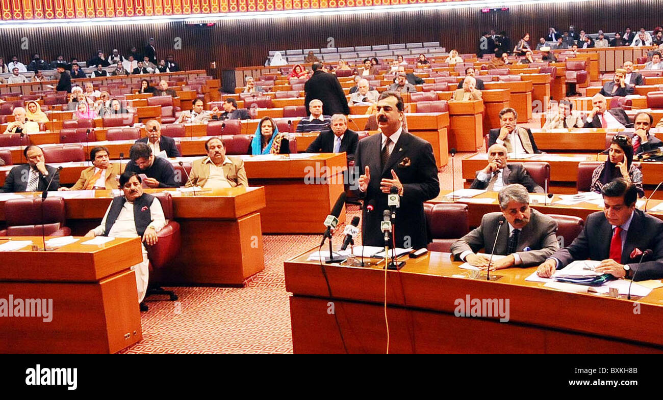 Prime Minister, Syed Yousuf Raza Gilani addresses National Assembly ...