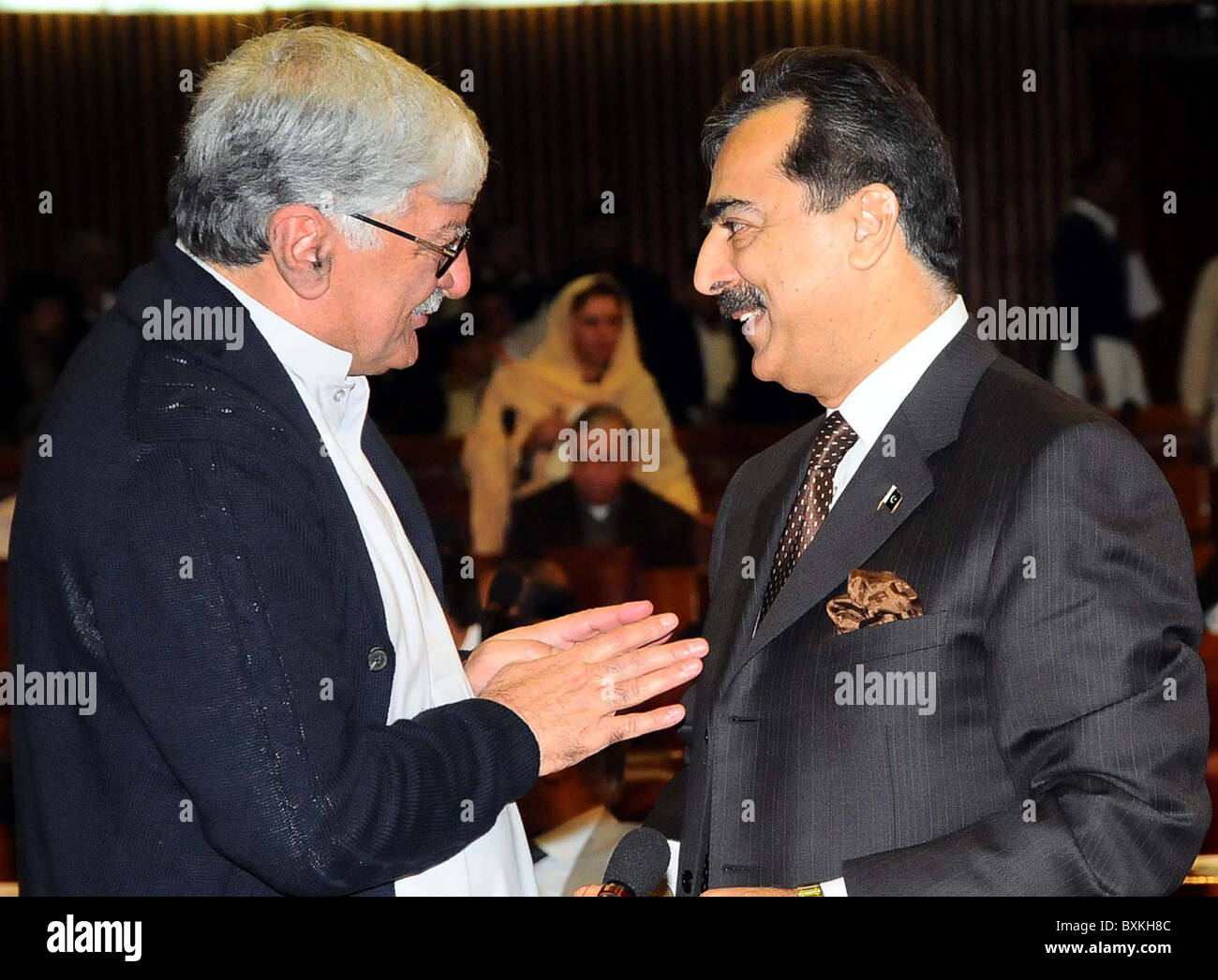 Prime Minister Syed Yousuf Raza Gillani talks with Awami National Party ...