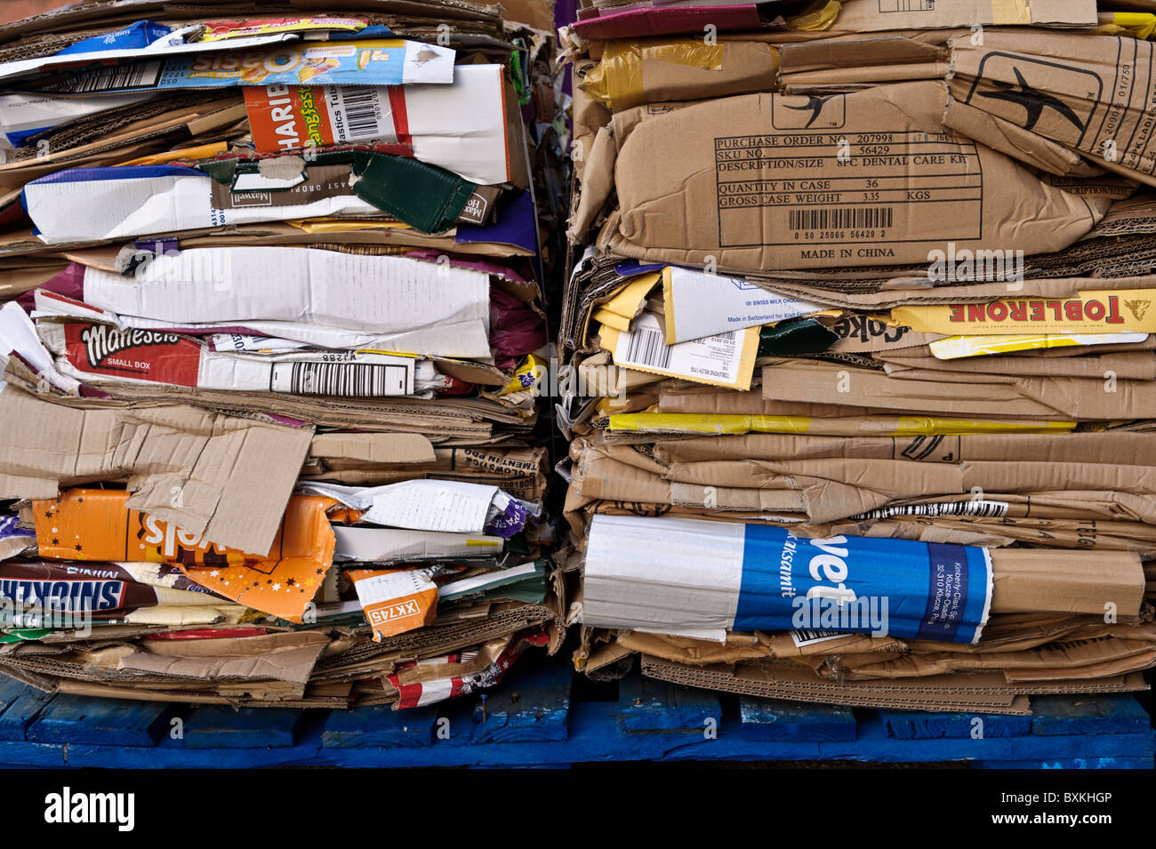 Tightly packed cardboard boxes ready for recycling Stock Photo - Alamy
