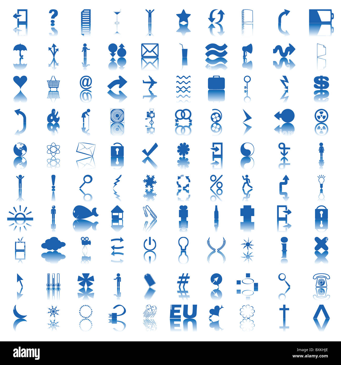 100 blue icons Stock Photo - Alamy