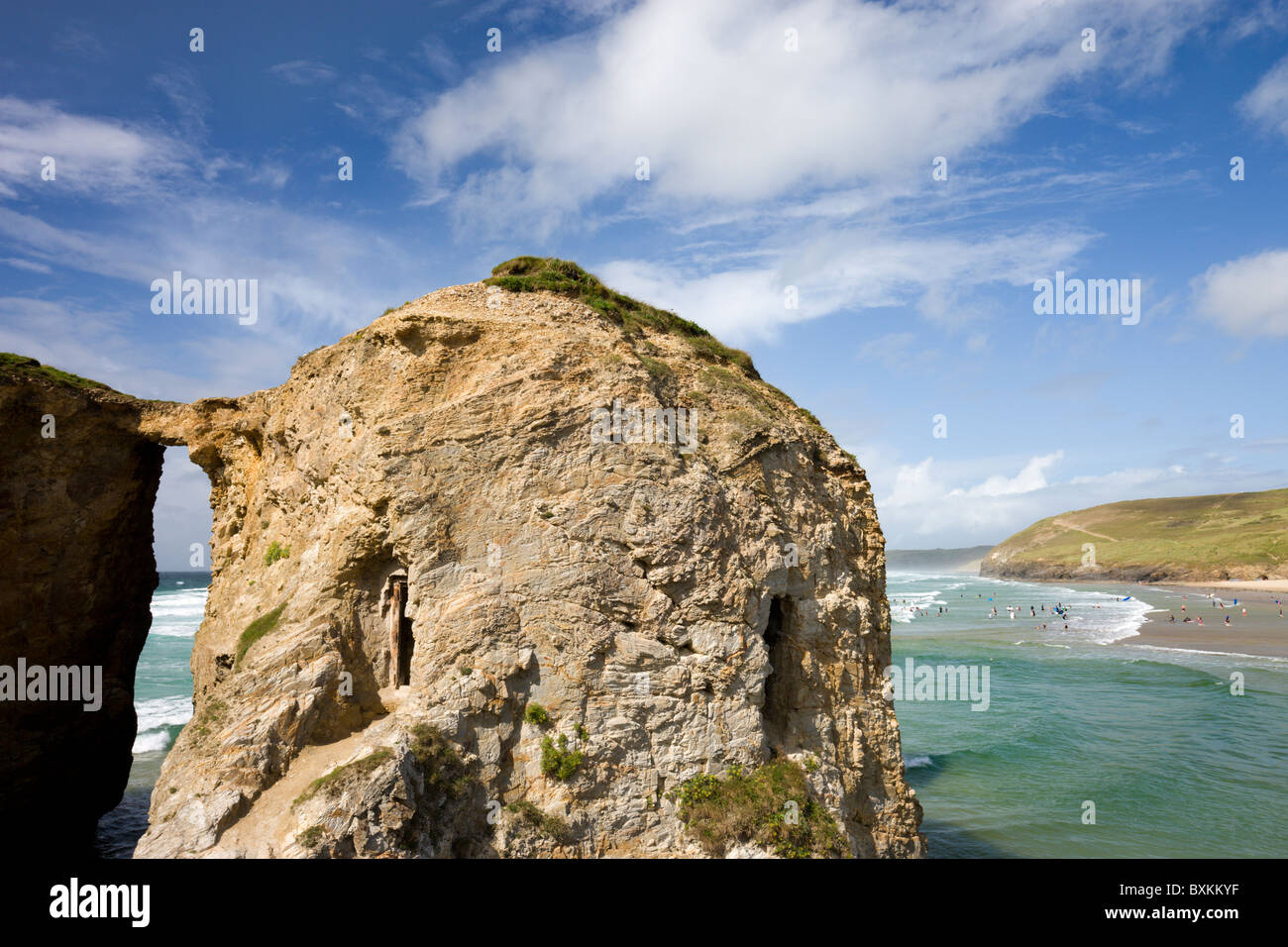 Cliffs perranporth beach cornwall hi-res stock photography and images ...