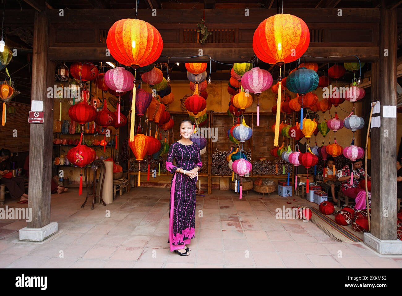 Woman inside a lampion store, Hoi An, Annma, Vietnam Stock Photo - Alamy