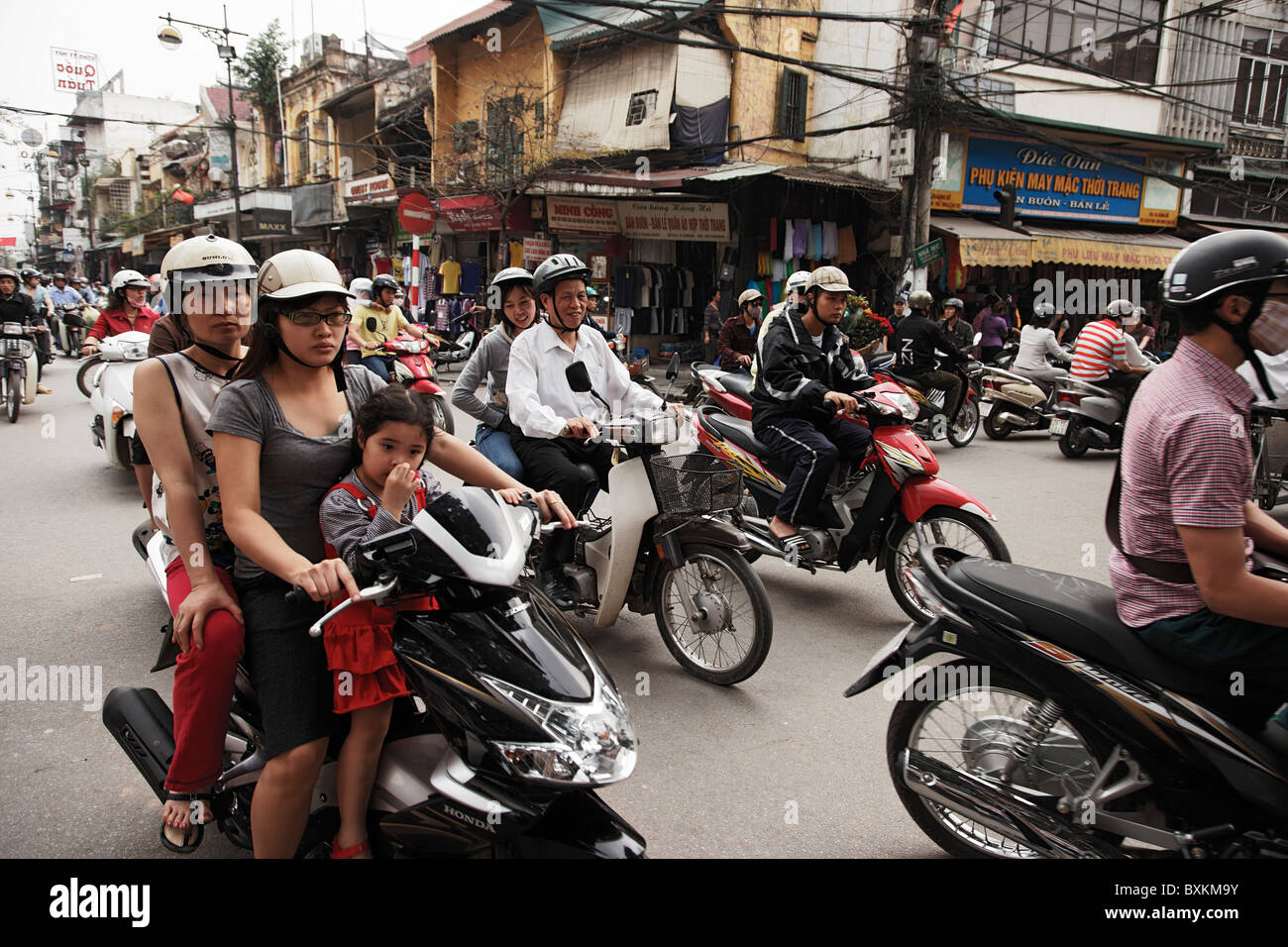 Traffic, old town, Hanoi, Bac Bo, Vietnam Stock Photo - Alamy