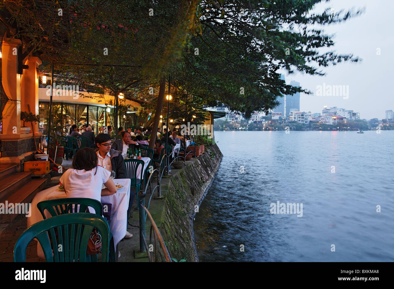 Restaurant near Truc Bach Lake, Hanoi, Bac Bo, Vietnam Stock Photo - Alamy