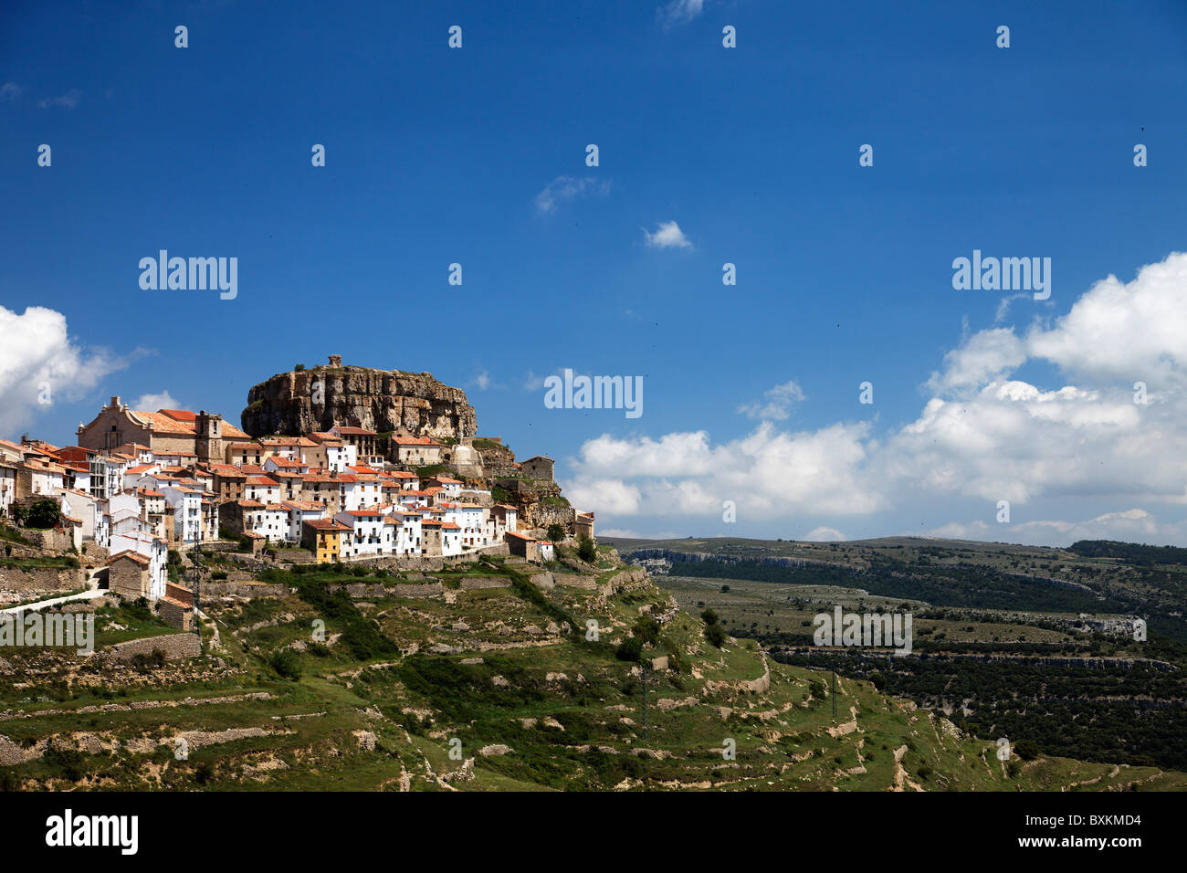 Mountain village with Mola castel, Ares del Maestre, Castello, Spain ...