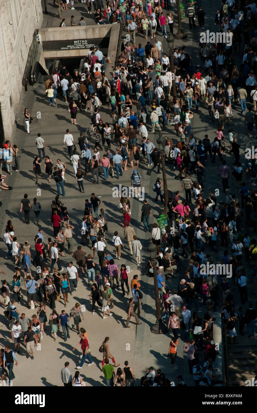 Paris, France, Overview big crowds Scene from above , aerial people ...