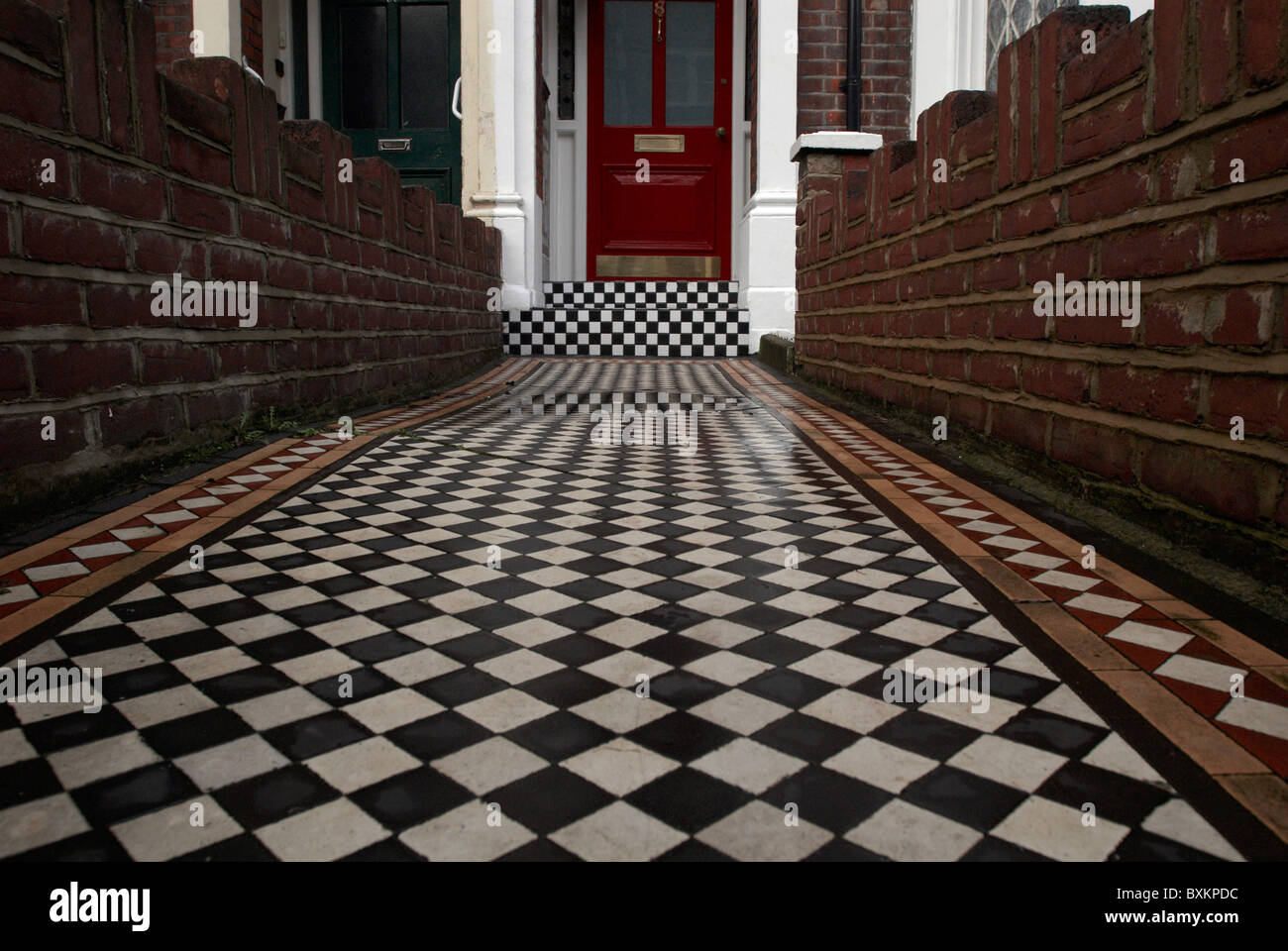Tiled path to front door London UK Stock Photo - Alamy