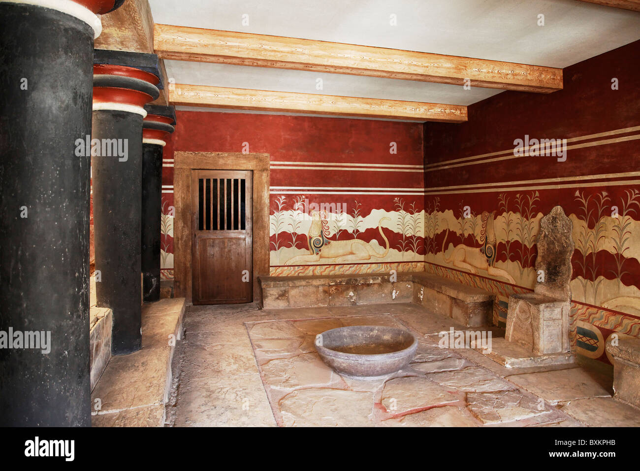 King Minos's throne, Palace of Knossos, Knossos, Crete, Greece Stock ...