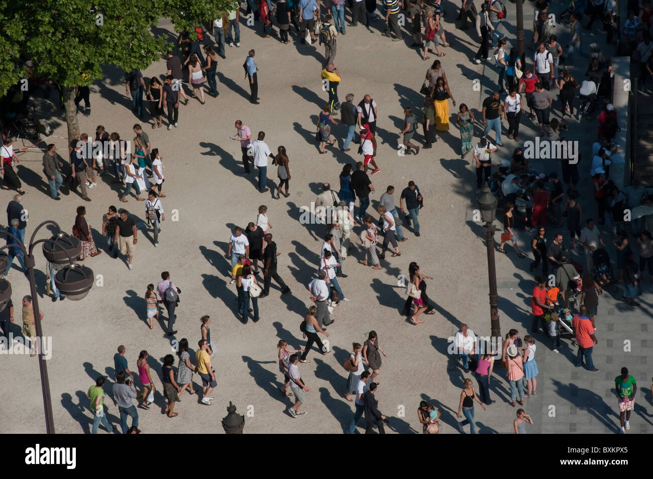 Paris, France, Overview, Aerial, Crowd on Busy Street, Avenue Champs ...