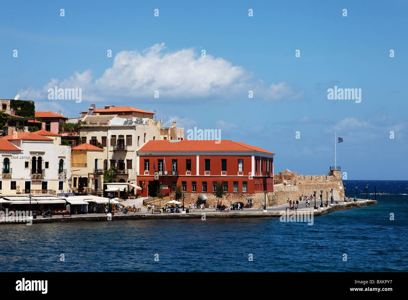 Promenade, Venetian port, Chania, Crete, Greece Stock Photo - Alamy