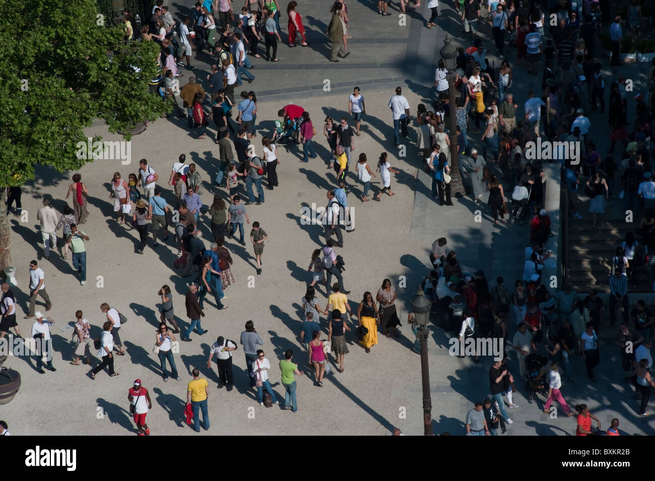 Paris, France, Overview, Aerial Crowd Walking aerial ,High Angle ...