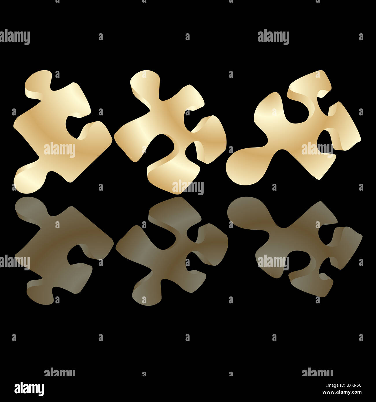Gold puzzle pieces Stock Photo - Alamy