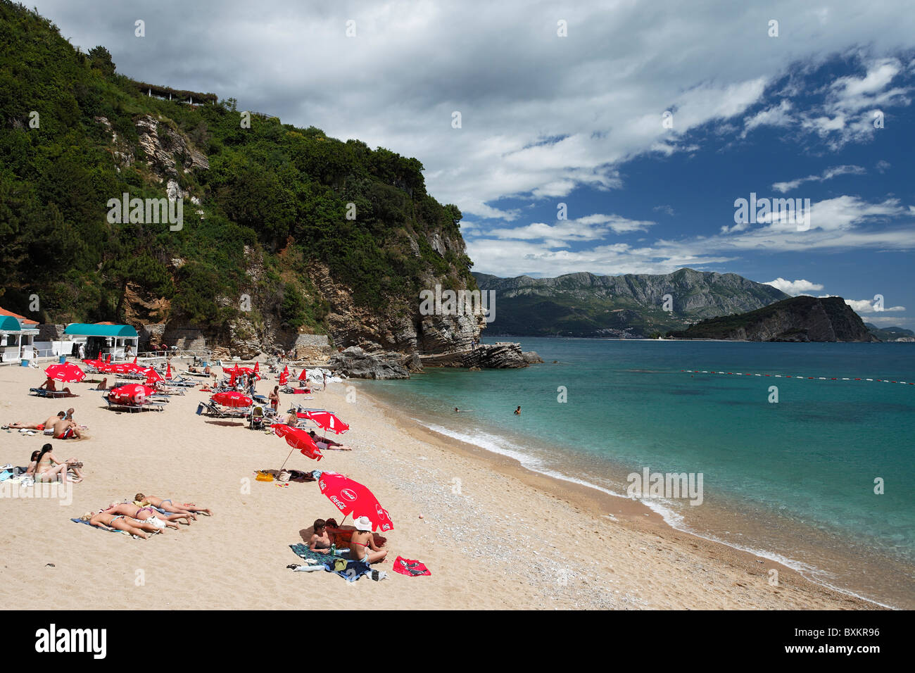 People on the beach, Mogren Beach, Budva, Montenegro Stock Photo - Alamy