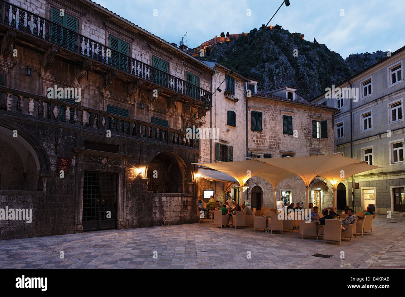 Square, Fortress on the hill, Kotor, Bay of Kotor, Montenegro Stock ...