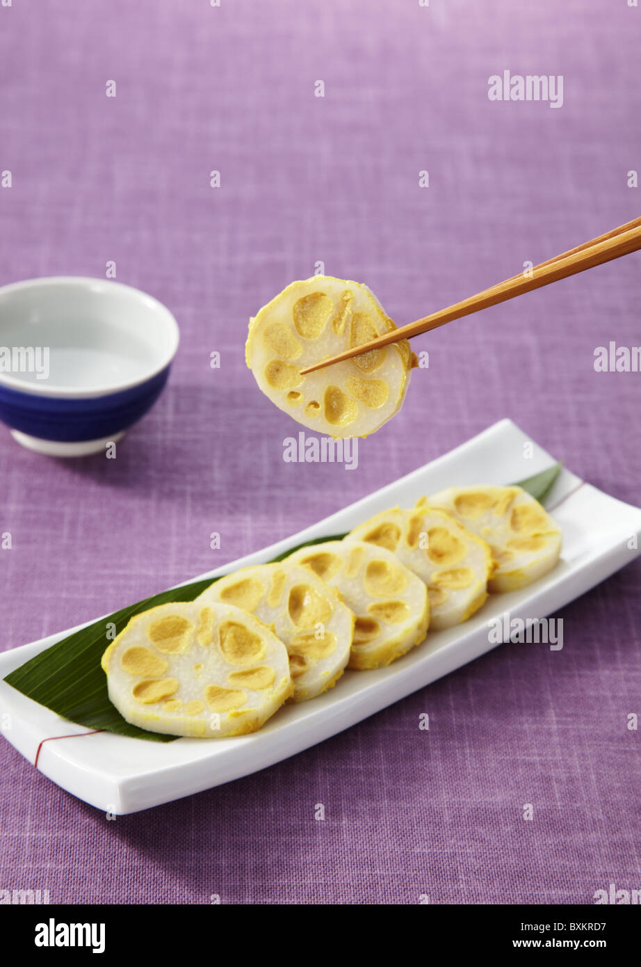 Mustard stuffed lotus root Stock Photo - Alamy