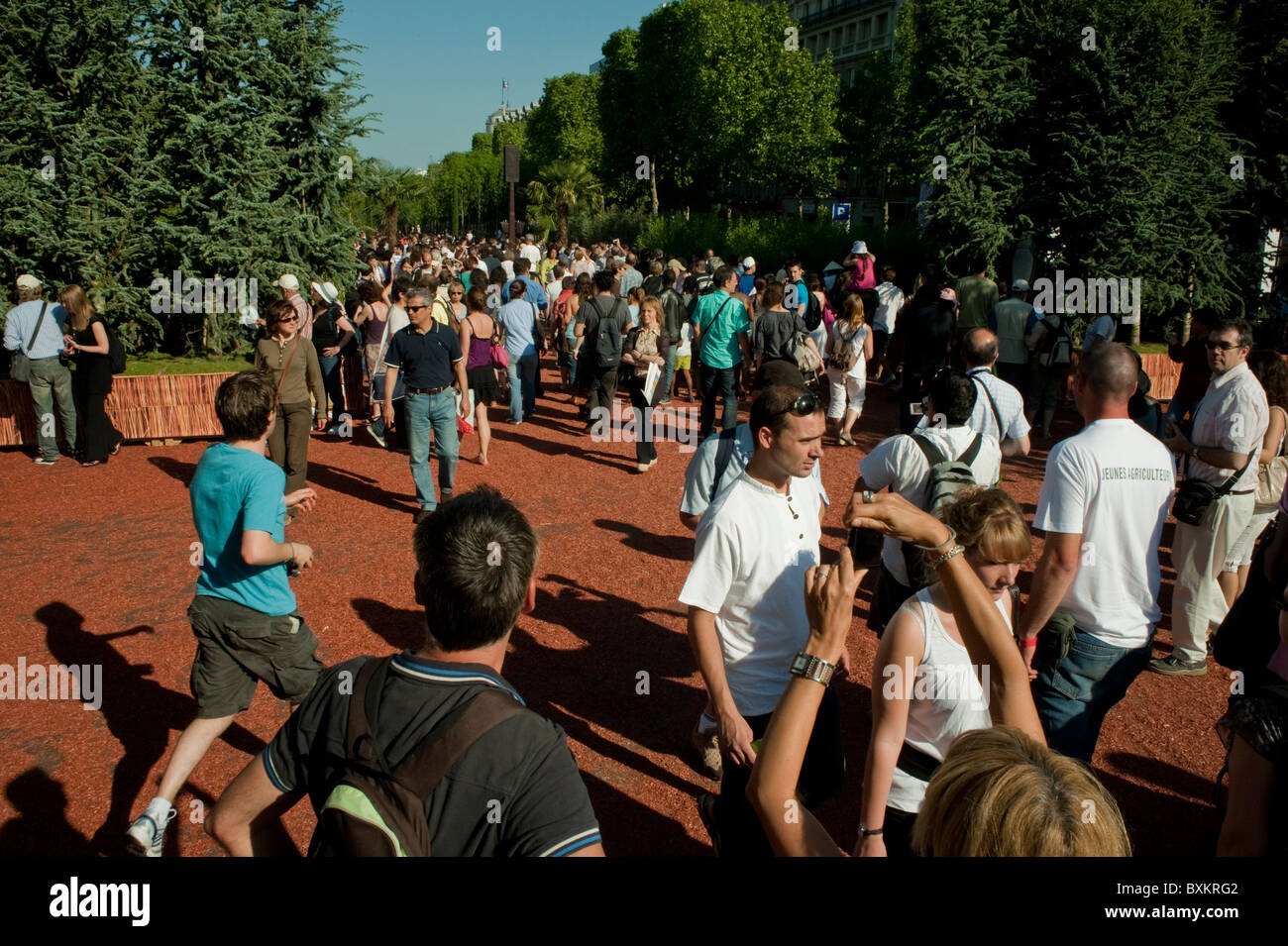 Crowd of Adults Visiting Paris, France, Garden Festival, Champs-Ely ...