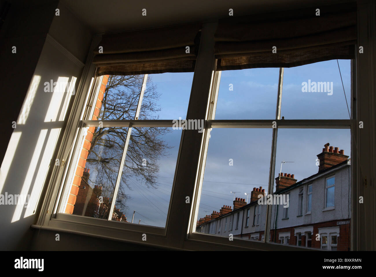 Terraced housing from a window view Stock Photo - Alamy