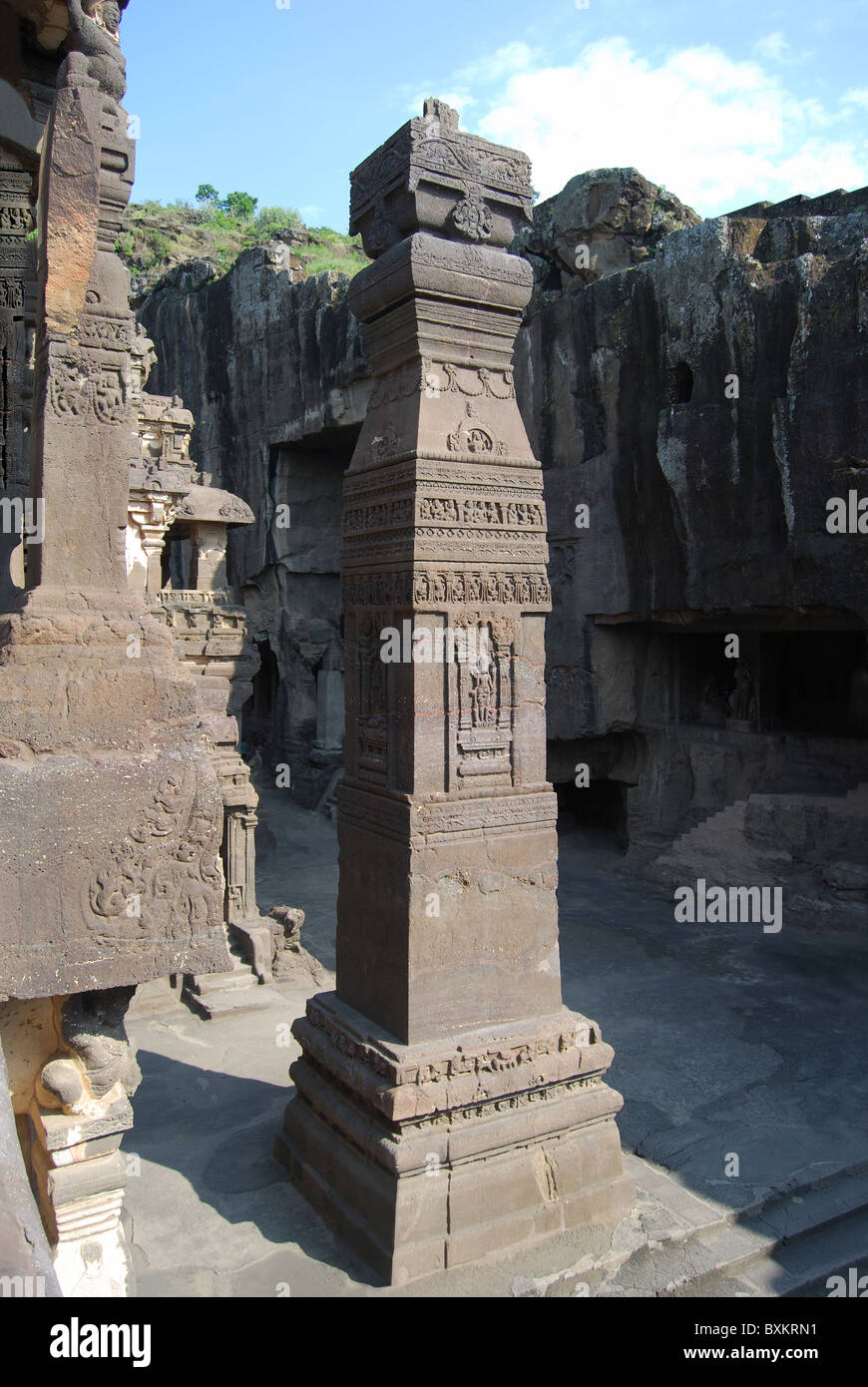 Cave No 16 : Dhvaja stamba , Victory pillar at the southwest of Kailasa ...