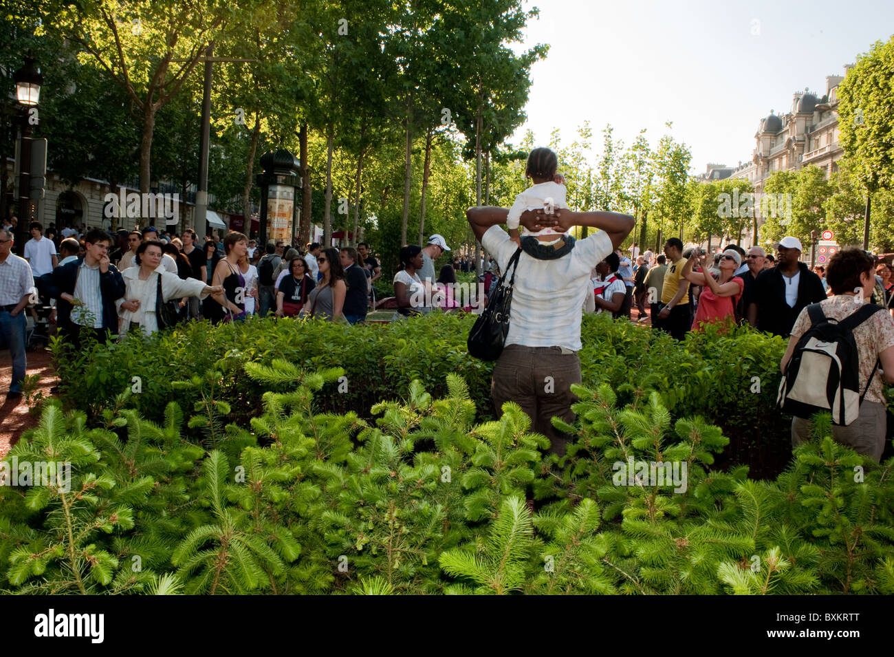 Paris, France, Crowd of Tourists, Visiting Garden Festival, Champs-Ely ...
