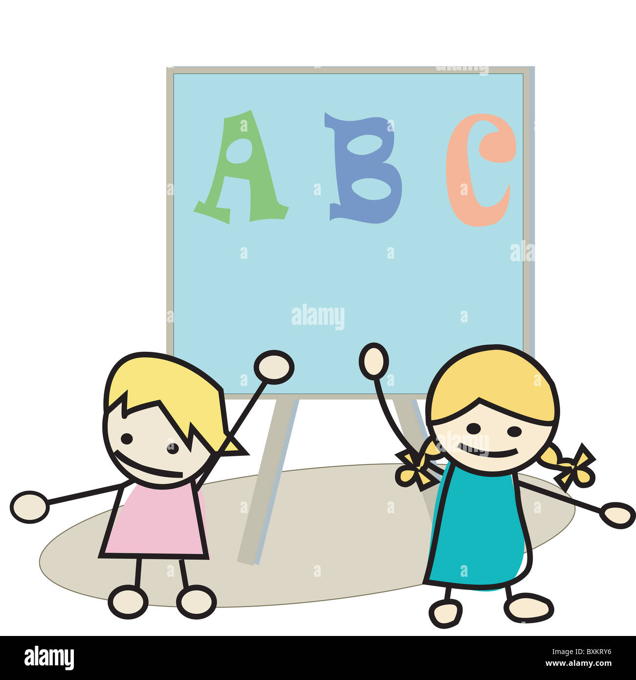 Happy little kids learning alphabet Stock Photo - Alamy