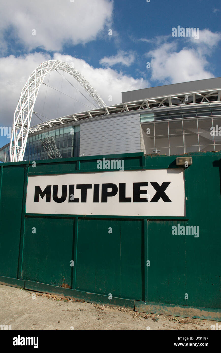 Multiplex sign at completion of Wembley Stadium Wembley London UK April ...
