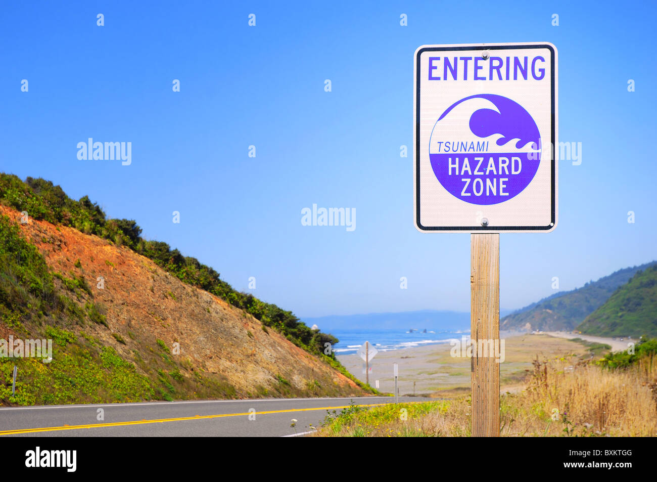 Tsunami warning sign hi-res stock photography and images - Alamy