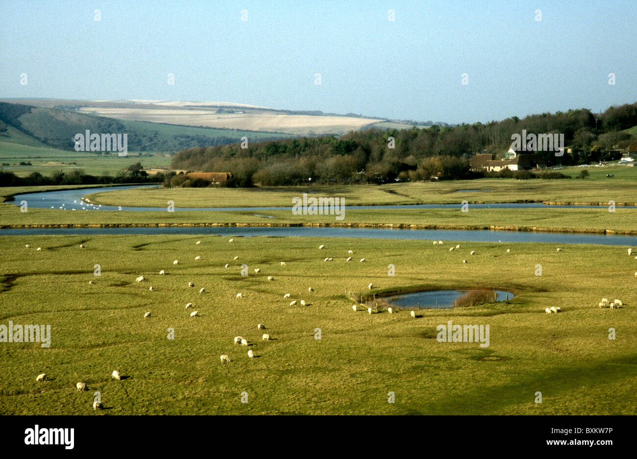 The Cuckmere Valley from Exceat Hill, East Sussex, England Stock Photo ...