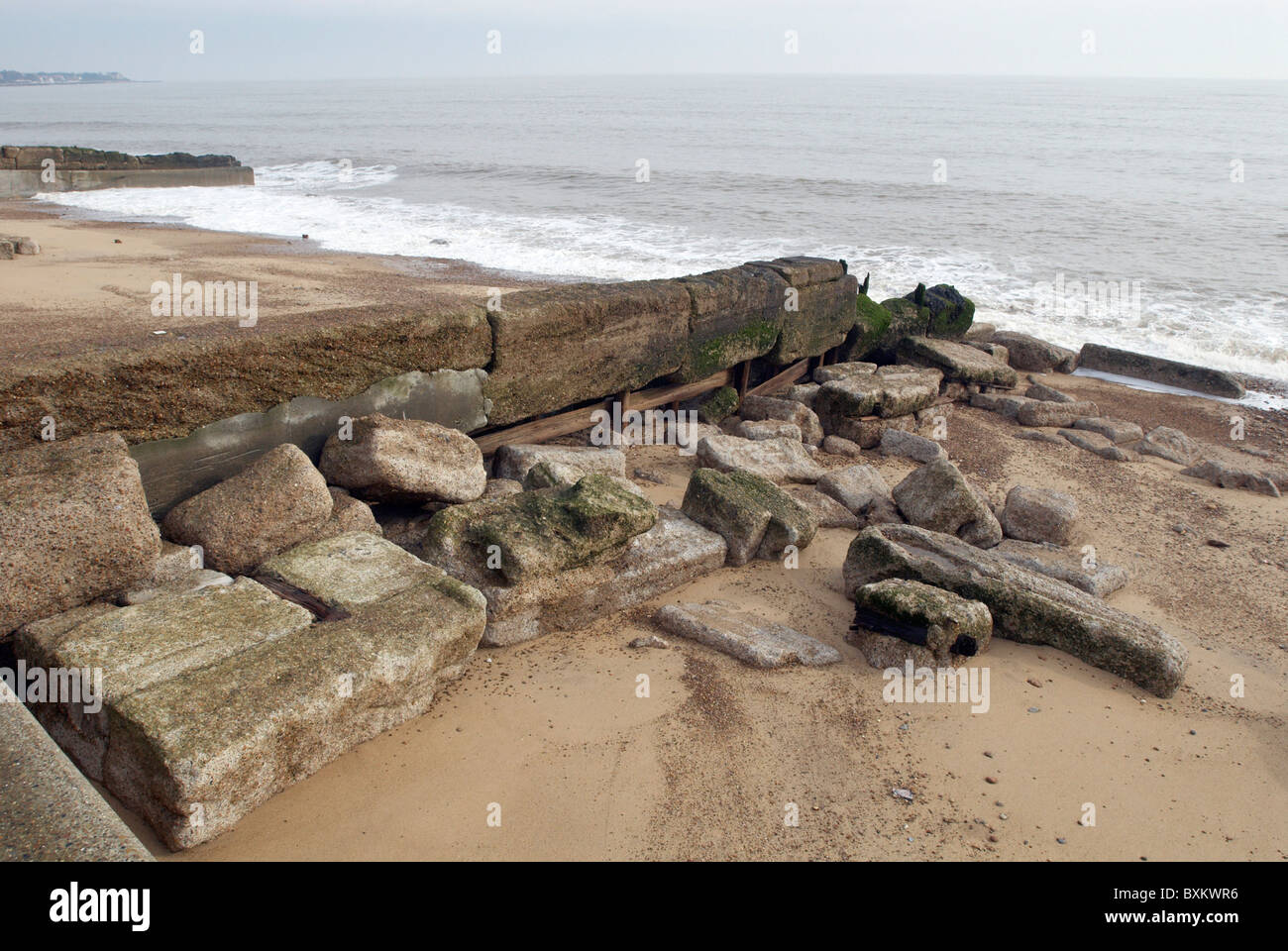 Groyne on beach Felixstowe Suffolk UK Stock Photo - Alamy