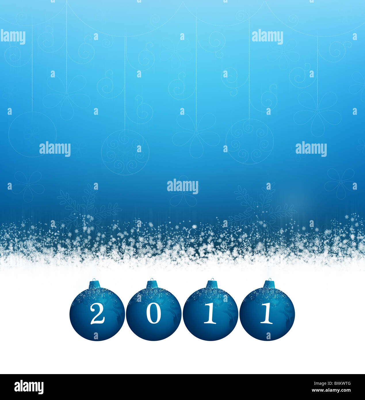 New Year's blue background with balls and snowflakes Stock Photo - Alamy